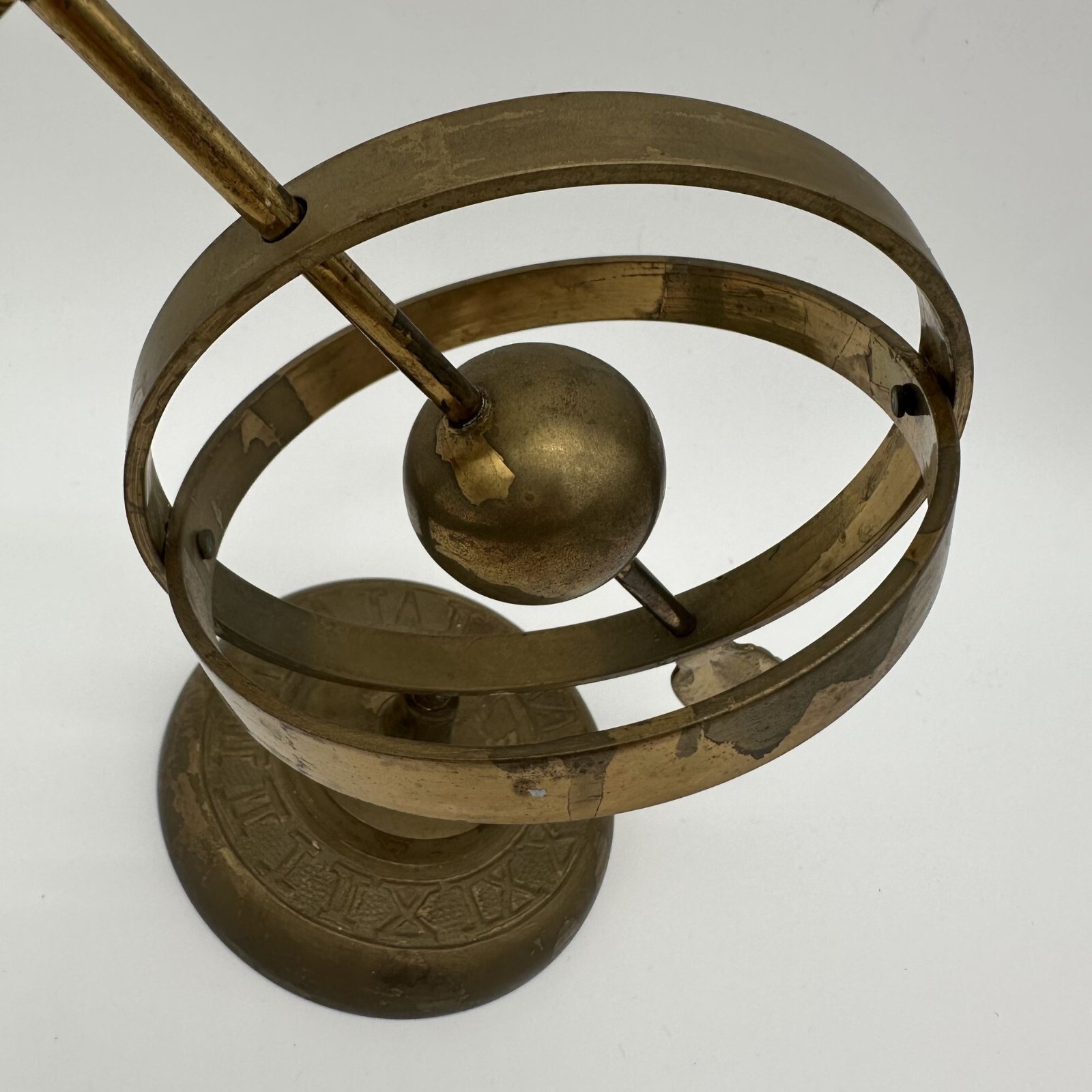 Antique Brass Armillary Sphere Gimbal Decor W/ Arrow Design & Roman ...