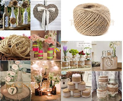 3 Ply 1m - 1000m Natural Brown Jute Thread Rustic String Hemp Rope Cord ...