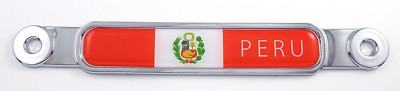 Peru Peruvian Flag Chrome Emblem Screw On car License plate Decal badge ...