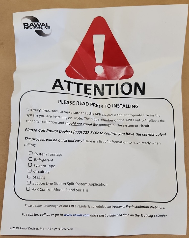 *BRAND NEW* Rawal APR-410-E12 Thermal Gas Valve R-410A APR-E12 ...