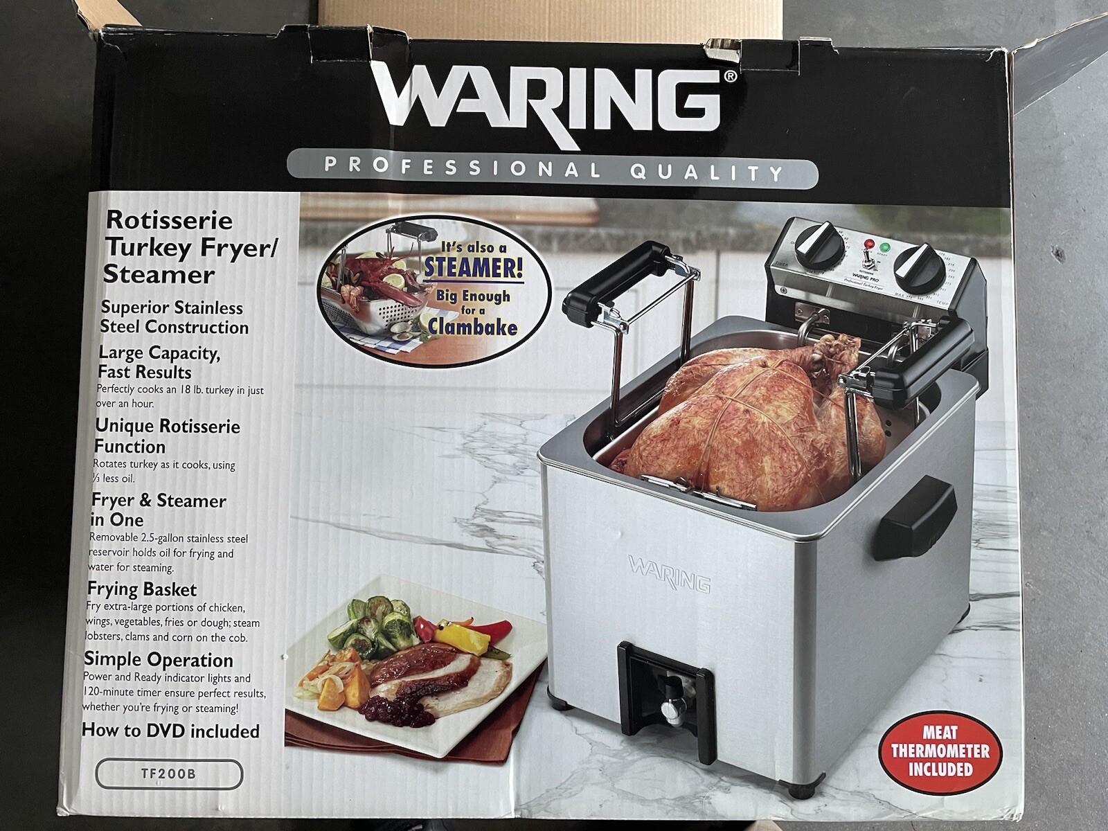 WARING TURKEY 🦃 FRYER, STEAMER, ROTISSERIE~ TF200B | eBay