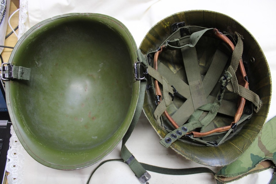 US Military Vietnam M1 Steel Pot Helmet Paratrooper Liner Mitchel ...