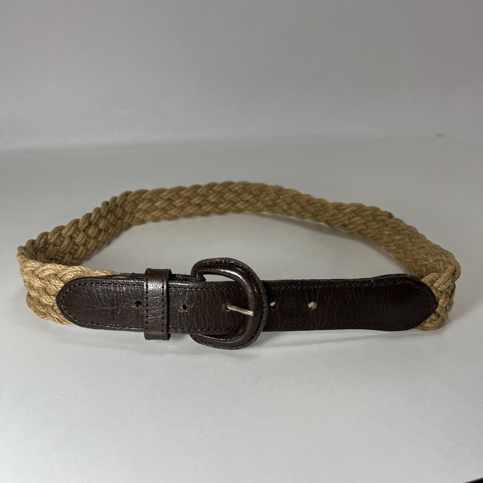 Braided Rope Belt - Leather Wrapped Buckle - Women's Size 34 | eBay