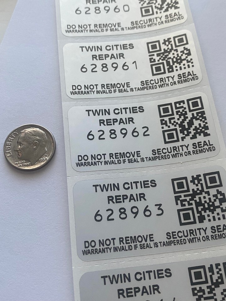 100 CUSTOM PRINTED 2 INCH QR CODE SERIAL NUMBER SECURITY VOID LABELS | eBay