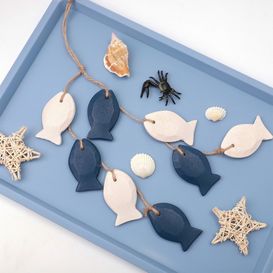 Nautical Wooden Fish Wall Hanging Ornament Wood Fish Decoration Wall ...