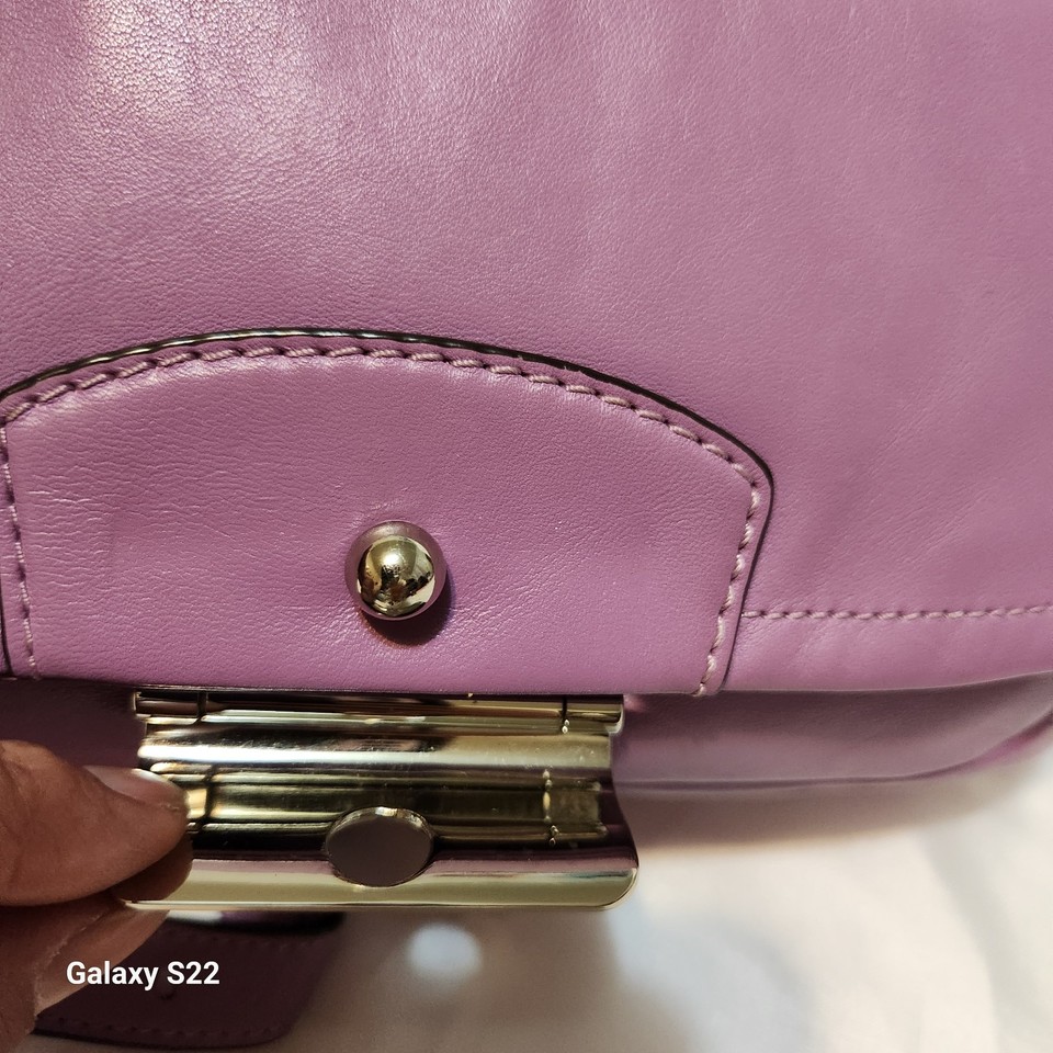 Vintage Coach Purple Shoulder Bag Silver Hardware Logo Tag Metal Clasp ...