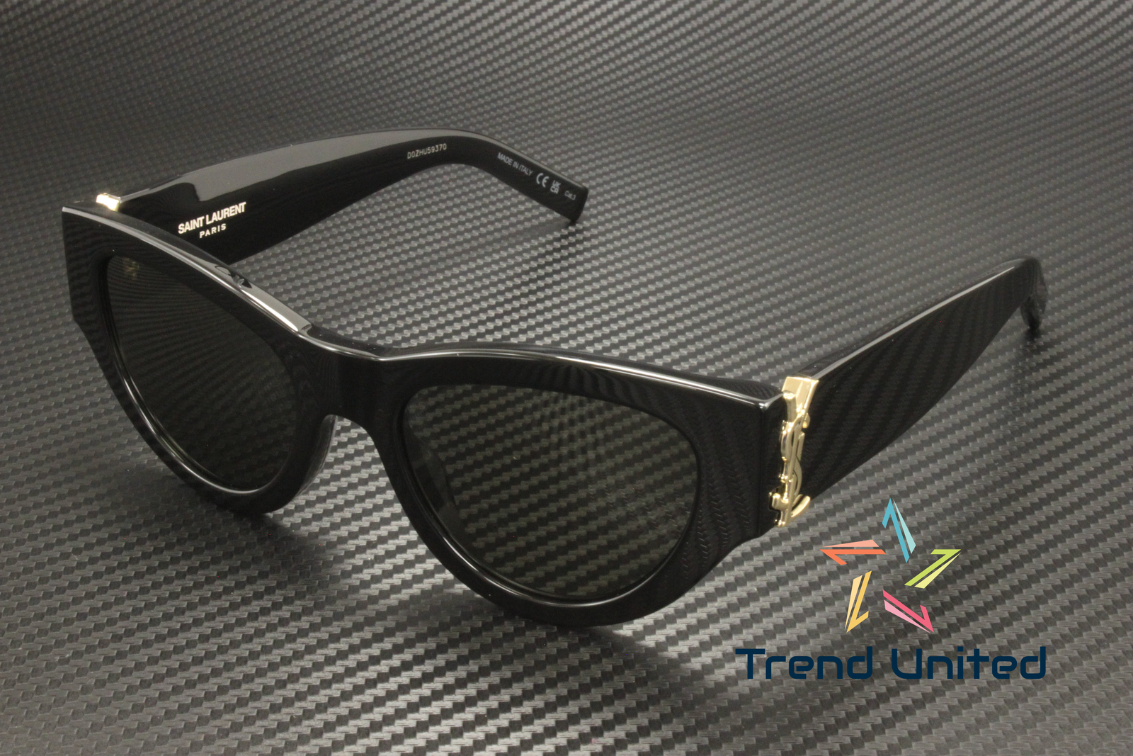 SAINT LAURENT SL M94 001 Cat Eye Acetate Black Grey 53 mm Women's ...