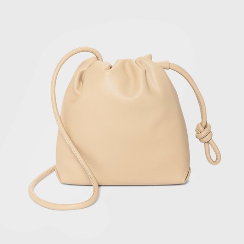 a New Day Drawstring Crossbody Long Shoulder Strap Pouch Shape Khaki ...