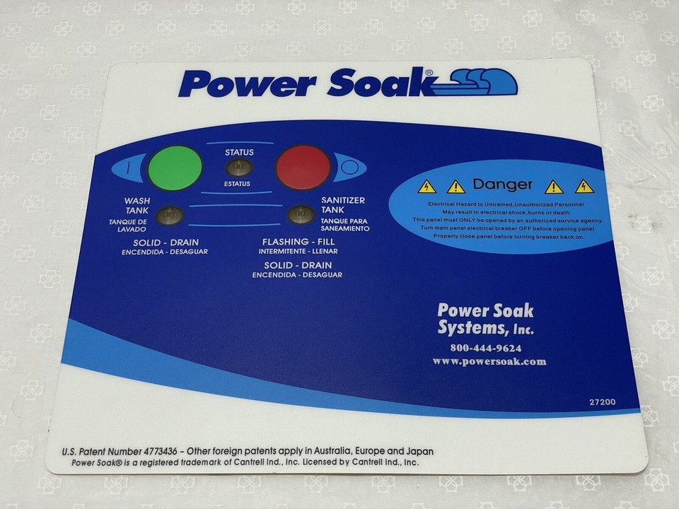 POWER SOAK SYSTEMS Control Panel Overlay 27200 | eBay
