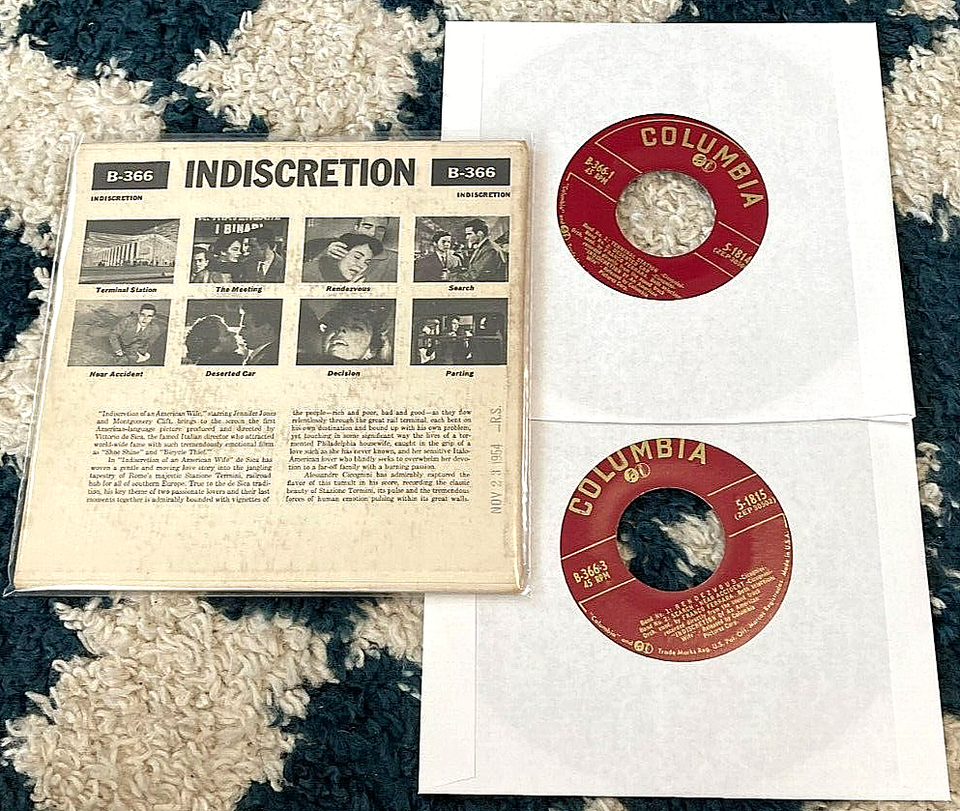 Indiscretion of an American Wife OST 2x 45 EP Columbia/US B-366 ...