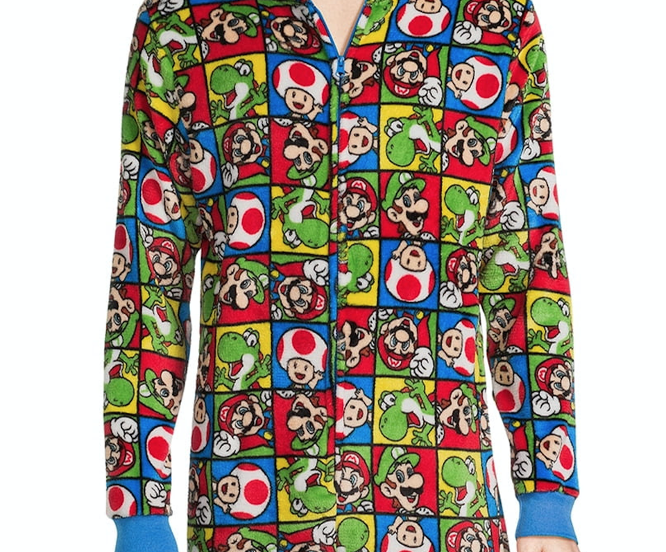 Mens Super Mario Union Suit One Piece Pajamas Halloween Costume Bros ...