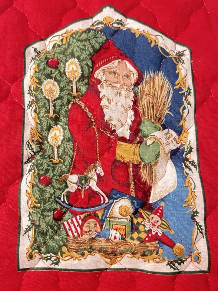 Vintage Cranston Stocking Panels Set Father Christmas Santa 4pc Quilted ...