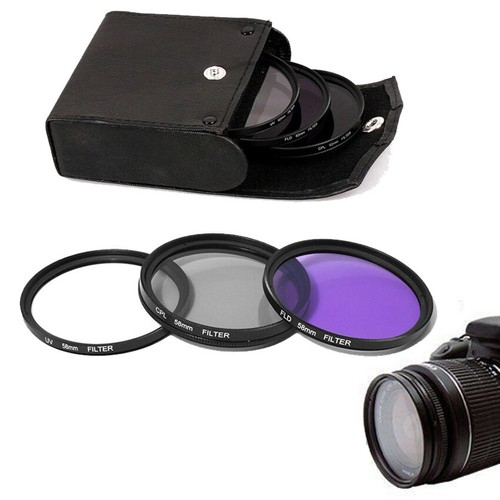 Camera Lens 52MM 55MM 58MM UV+CPL+FLD 3 in 1 Lens Filter Set With Bag ...
