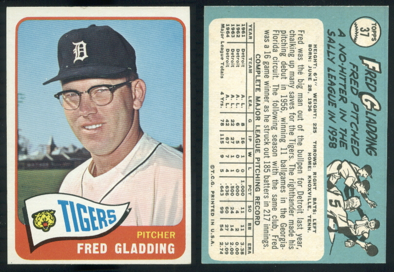 (35611) 1965 Topps 37 Fred Gladding Tigers-EM | eBay