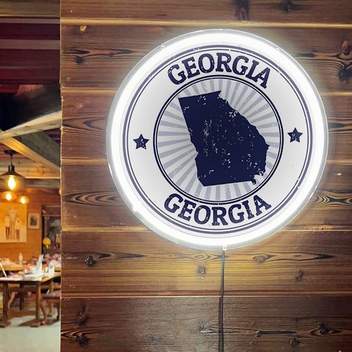 GEORGIA Retro Poster Bar Beer Room Wall Decor Silicone Strip LED Neon ...