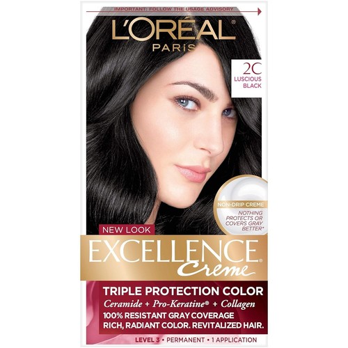 L'Oreal Paris Excellence Creme Permanent Hair Color 2C Luscious Black ...