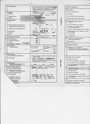 GUTBROD ATLAS 800 1950 Kfz-Brief Oldtimer Pappbrief, auch 1000 und Heck ...