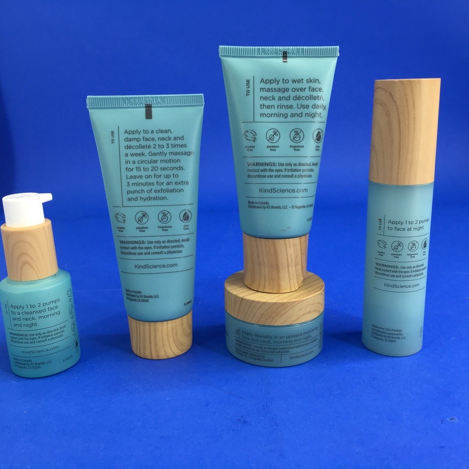 Kind Science Skin Care Cleanser Exfoliant Moisturizer Repair Serum (Set ...