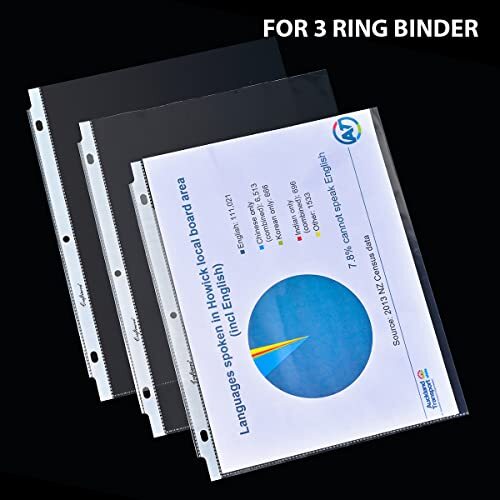 Craftinova 500 Sheet Protectors 3 Hole Lightweight Binder Sleeves ...