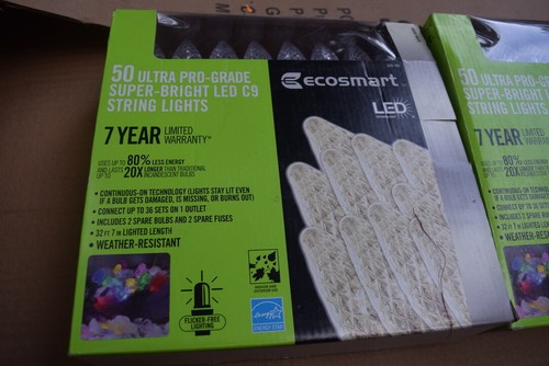 Ecosmart 50 Pro-Grade Super-Bright LED C9 String Lights Warm White ...