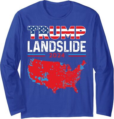 2024 Electoral Map Trump Landslide Red US Elections Long Sleeve Tshirt ...