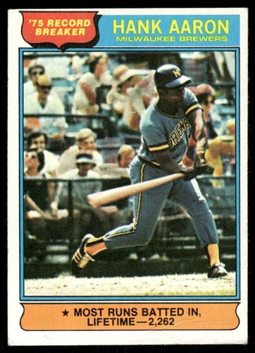 VG+/- HANK AARON HOF 1976 TOPPS #1 CREASED LOWER RIGHT CORNER VINTAGE ...