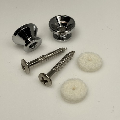 Fender Chrome Strap Buttons w/ FELT & Mounting Screws ~ Electric Guitar ...