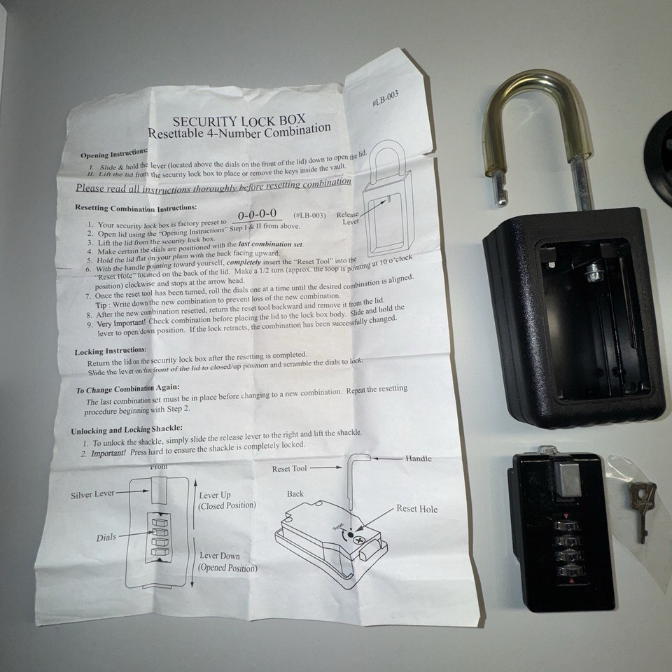 Key Lock Box LB-003-0000 Lockbox Combination Shackle Fence Mount | eBay