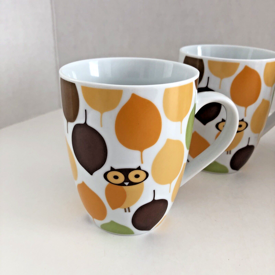 Rachael Ray "Little Hoot Owl" Coffee Tea Mug Cup 8oz Autumn colors Set ...