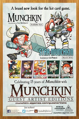 2016 Munchkin Card Game Print Ad/Poster Artist Edition Official Promo ...
