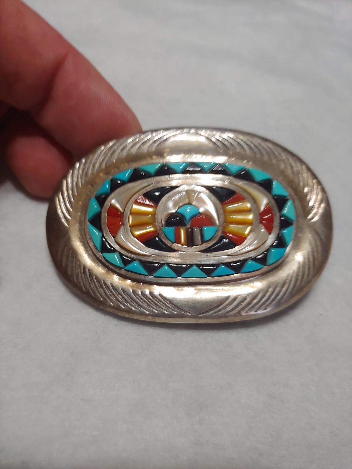 Vintage Navajo, Victor Moses Begay sterling Silver Belt Buckle, 69.5 mm ...