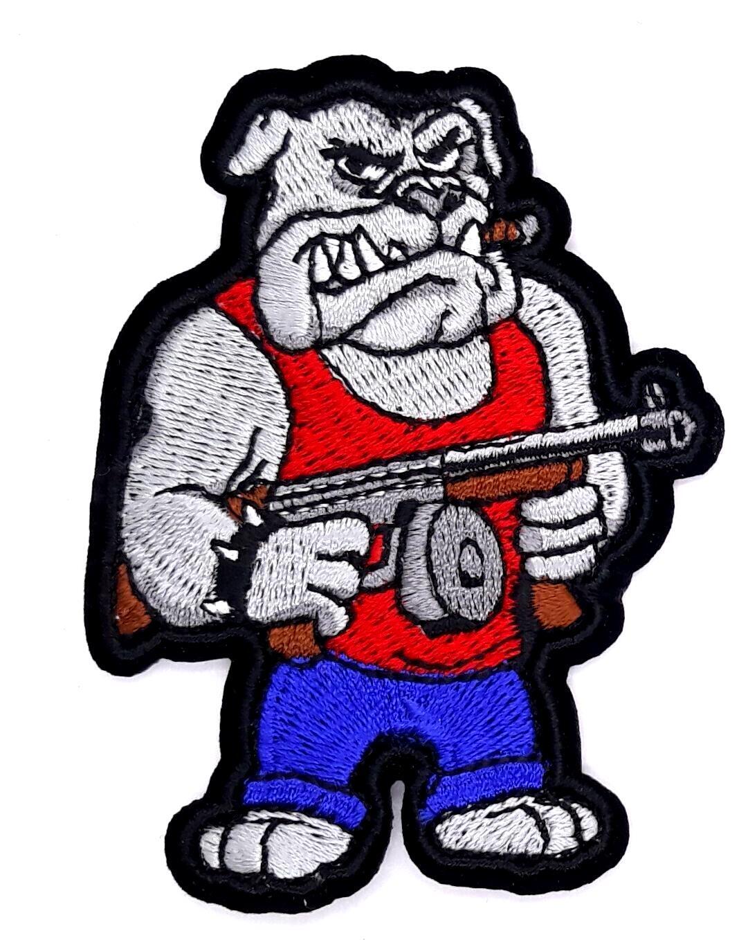 Bulldog With Tommy Gun Iron On Sew On Embroidered Patch 2 1/2" X 3" | eBay