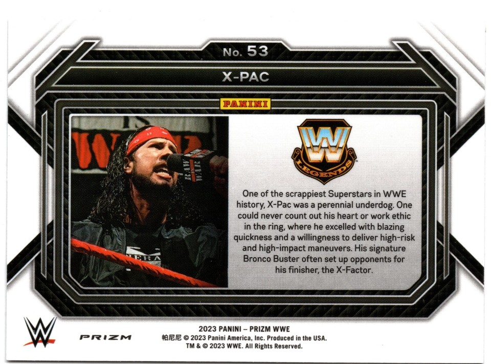 2023 WWE Panini Prizm X-PAC Silver Prizm #53 Legends Wrestling Card DX | eBay