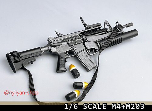 1/6 Male WWII M4+M203 Gun Rifle Weapon For 12'' Action Figure Doll ...