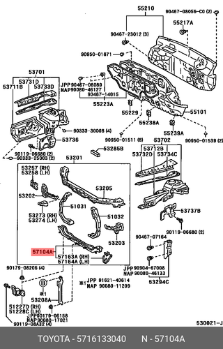 Genuine OE member sub-assy, front cross, 5716133040 for TOYOTA 57161 ...