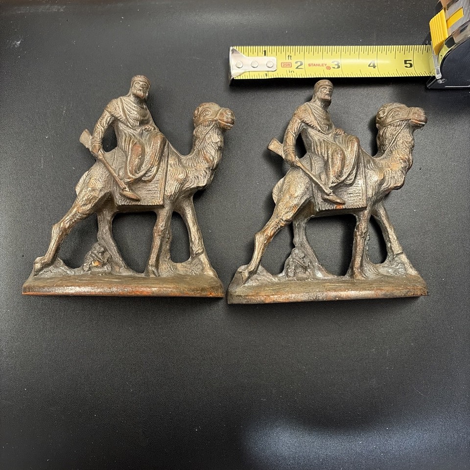 Vintage Collectible Cast Iron Bookends Camel And Arabian Rider | eBay