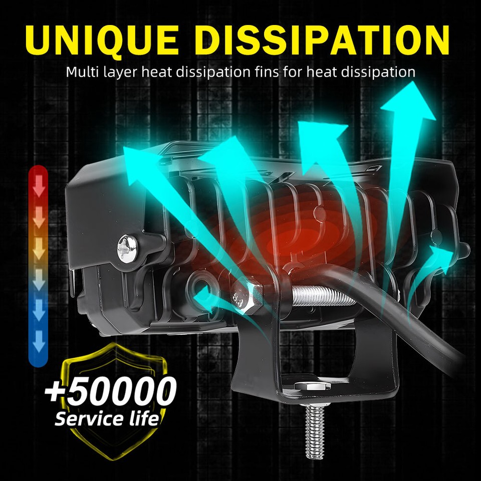 2X 4inch 120W LED Cube Work Light Bar Yellow White Fog Spot Pods ...