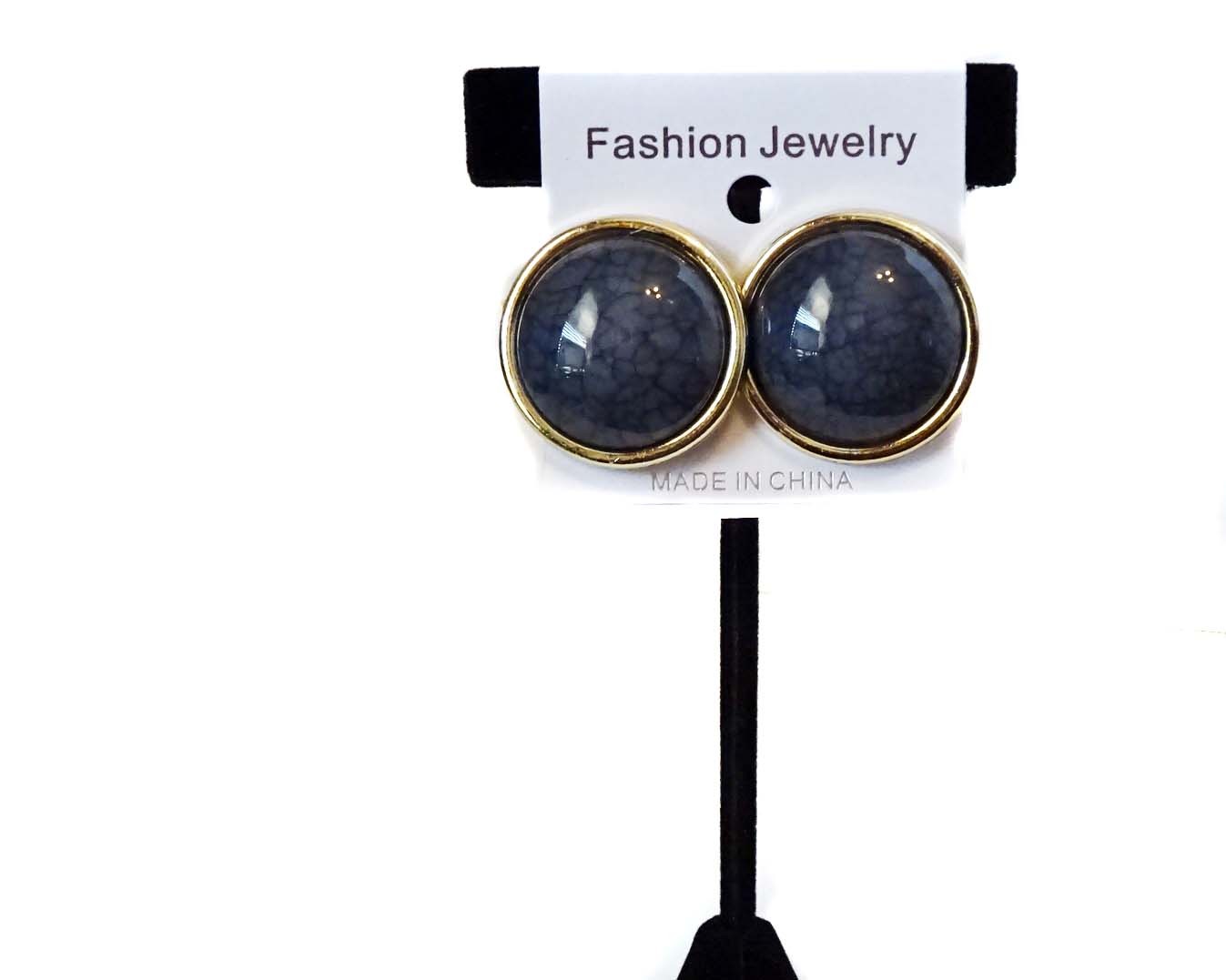 CLIP-ON EARRINGS ROUND EARRINGS ASSORTED COLOR GOLD TONE RIM 1.25 INCH ...