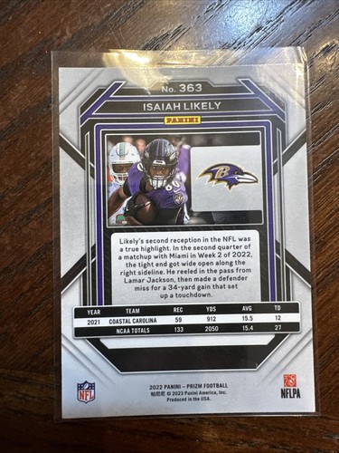Isaiah Likely 2022 Panini Prizm Rookie Card #363 | eBay