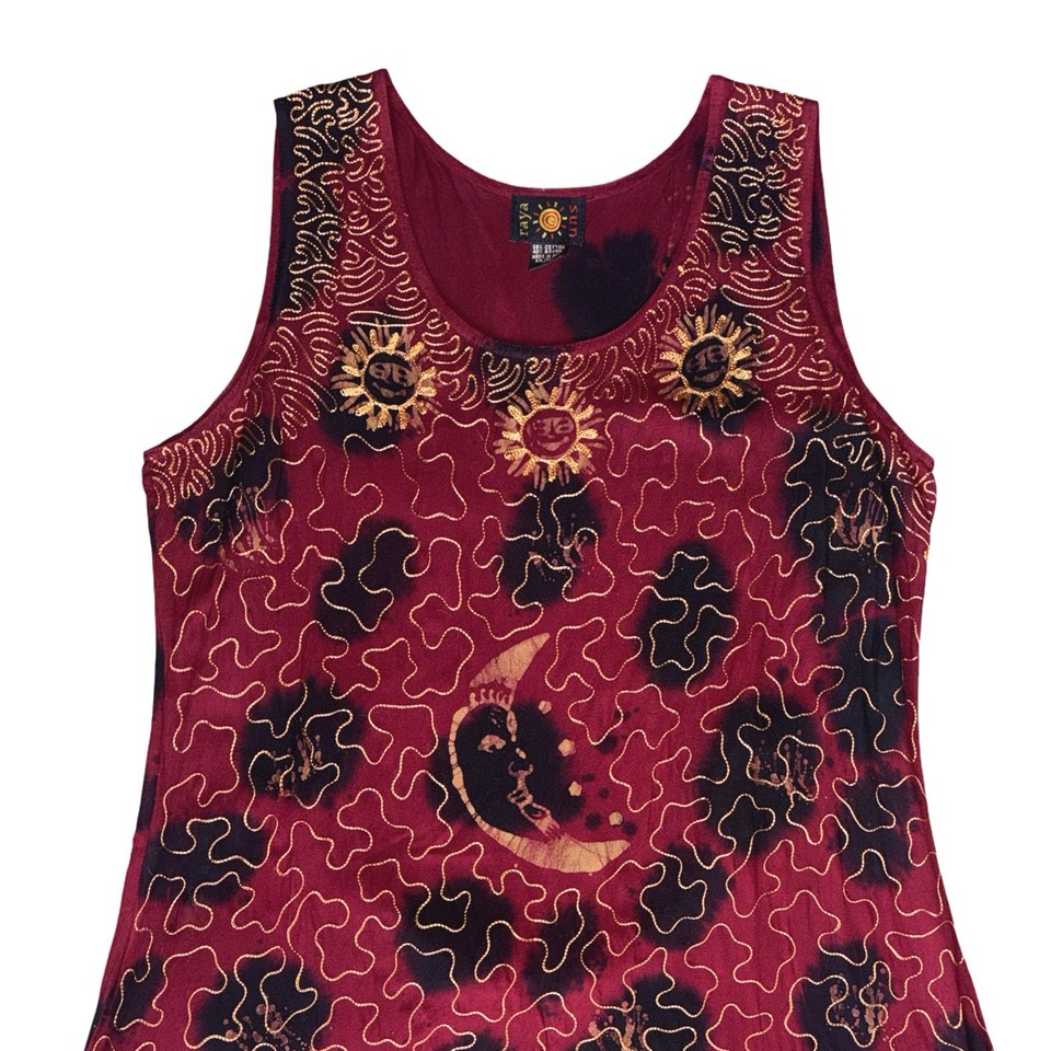 Vintage 90s Celestial Sun Moon Embroidered Dress Whimsigoth Boho Indie ...