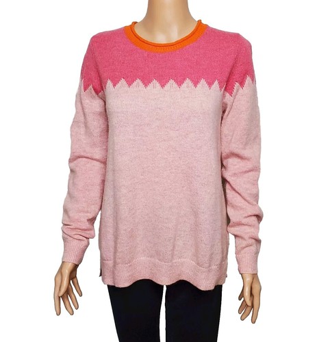 Vintage Clements Ribeiro Pop Sweater M Lamswool Pink Fair Isle Long ...