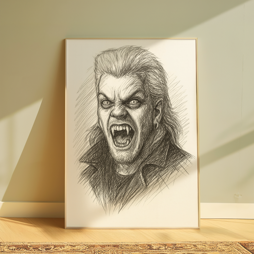 THE LOST BOYS DAVID VAMPIRE DRAWING PRINT SKETCH 8" x 10" HORROR MOVIE ...