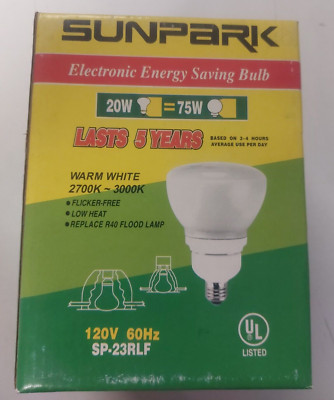 SUNPARK 23R40/E26/2700K CFL-120V ** Sold in a lot of 9 pcs ** | eBay