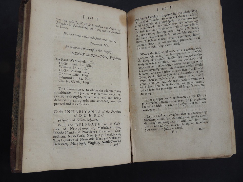 c.1774 - JOURNAL OF THE PROCEEDINGS OF THE CONGRESS HELD AT ...