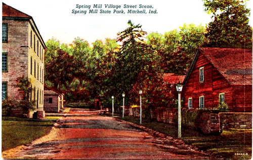 Postcard Mitchell Indiana Spring Mill Village Spring Mill State Park | eBay