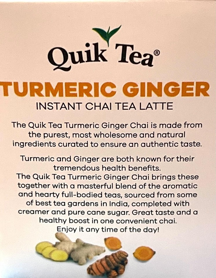 Quik Tea Turmeric Ginger Instant Chai Tea Latte exp jun.2026 | eBay