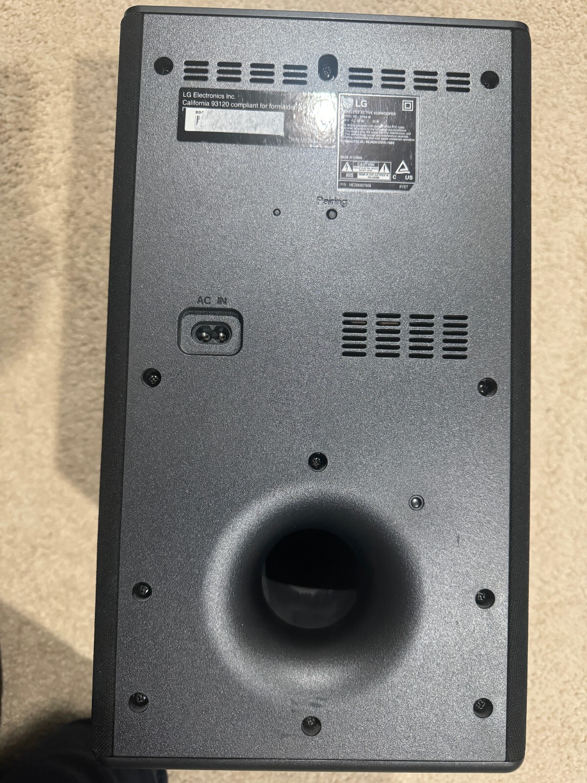 LG SPK8-W Wireless Active Subwoofer 120V 60Hz 33W Black TESTED For ...