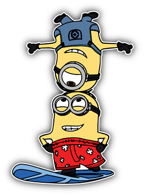 Minions Cartoon Surfing Sticker Bumper Decal - ''SIZES'' | eBay