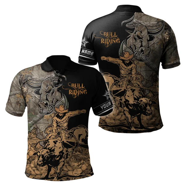 Bull Riding Shirt Rodeo Country Horse Riding Custom Name Polo Shirt ...