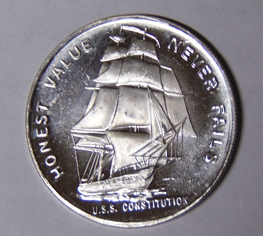 U.S.S. Constitution Navy Ship 1 oz .999 Fine Silver Round Liberty Mint ...